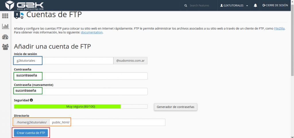 Crear cuenta FTP Cpanel | Ayuda y Tutoriales